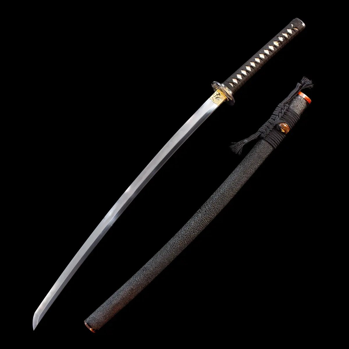 Silver Tiger Black Pearl Fish Skin Katana